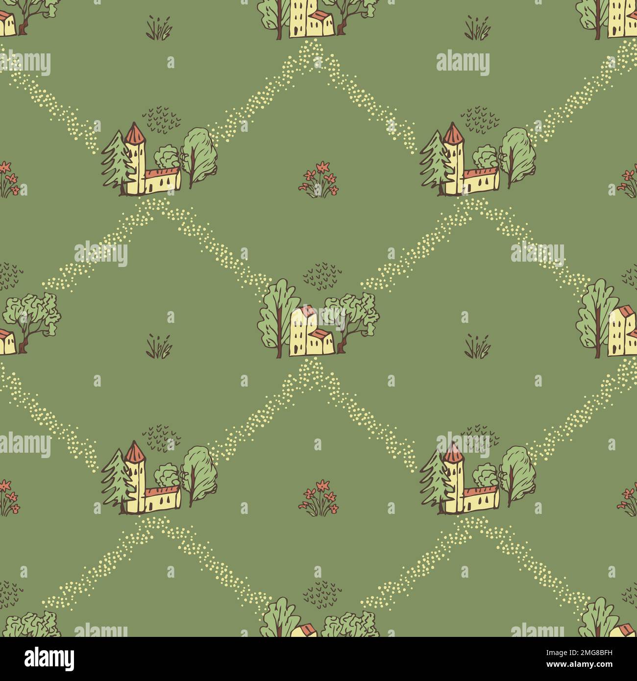 Seamless houses vector sketch pattern Stock Vector Image & Art - Alamy