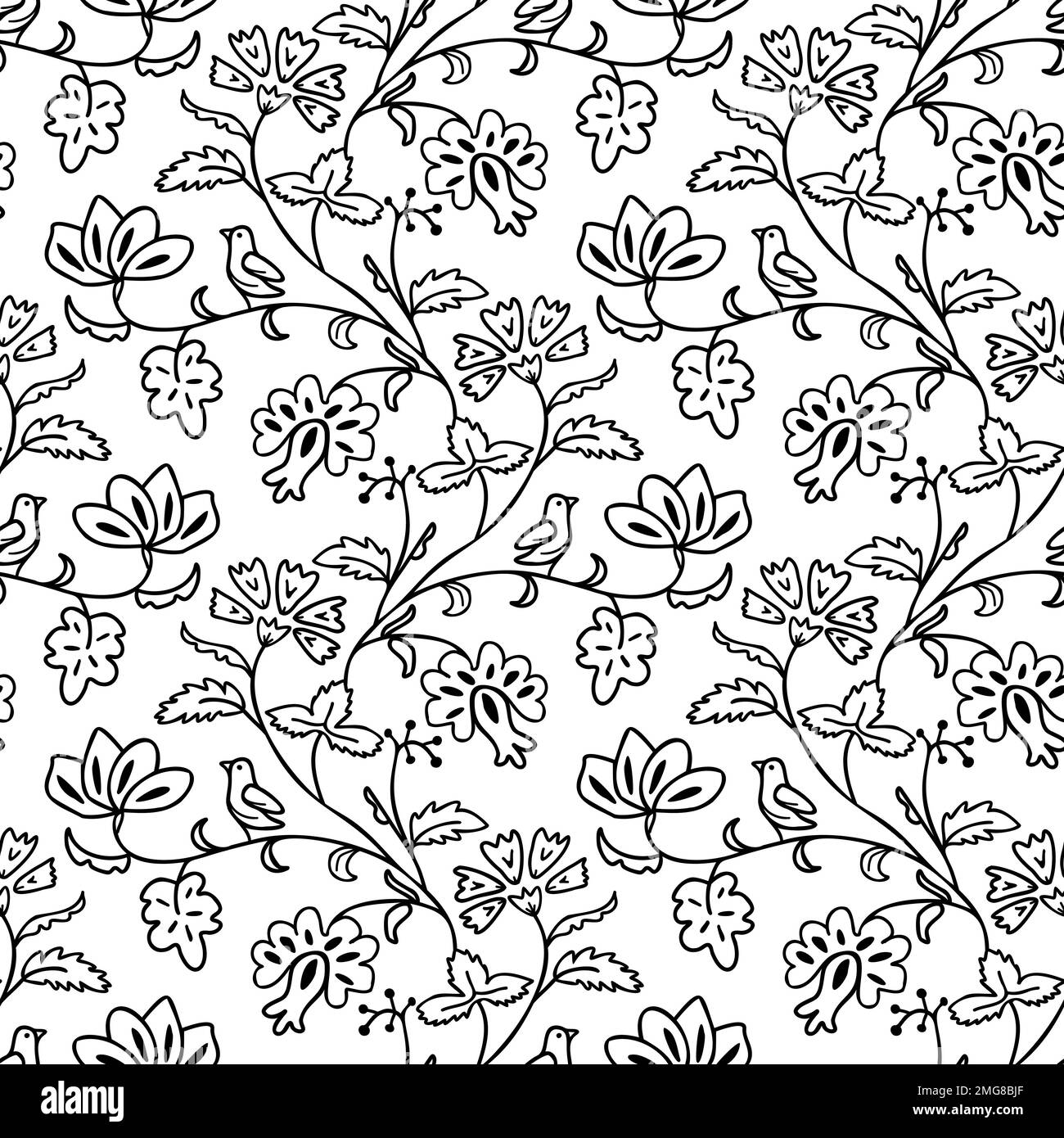 Seamless floral decorative vector curvy pattern Stock Vector Image ...