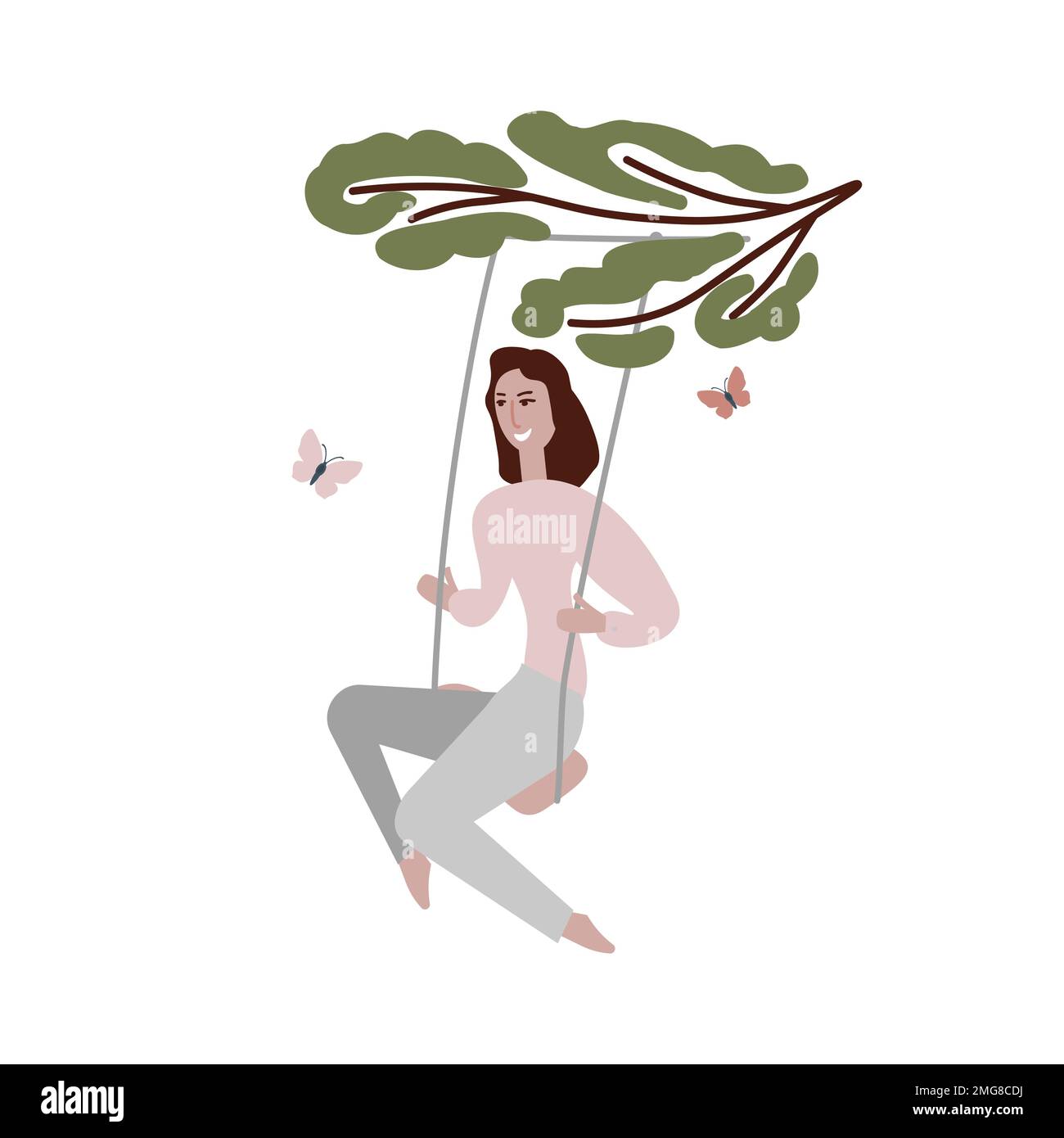Woman swing summer vector illustration Stock Vector Image & Art - Alamy