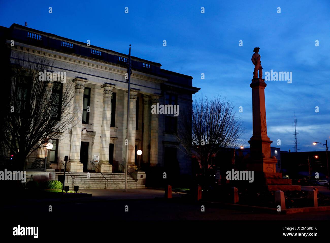 A monument to Confederate soldiers is seen in front of the Alamance ...