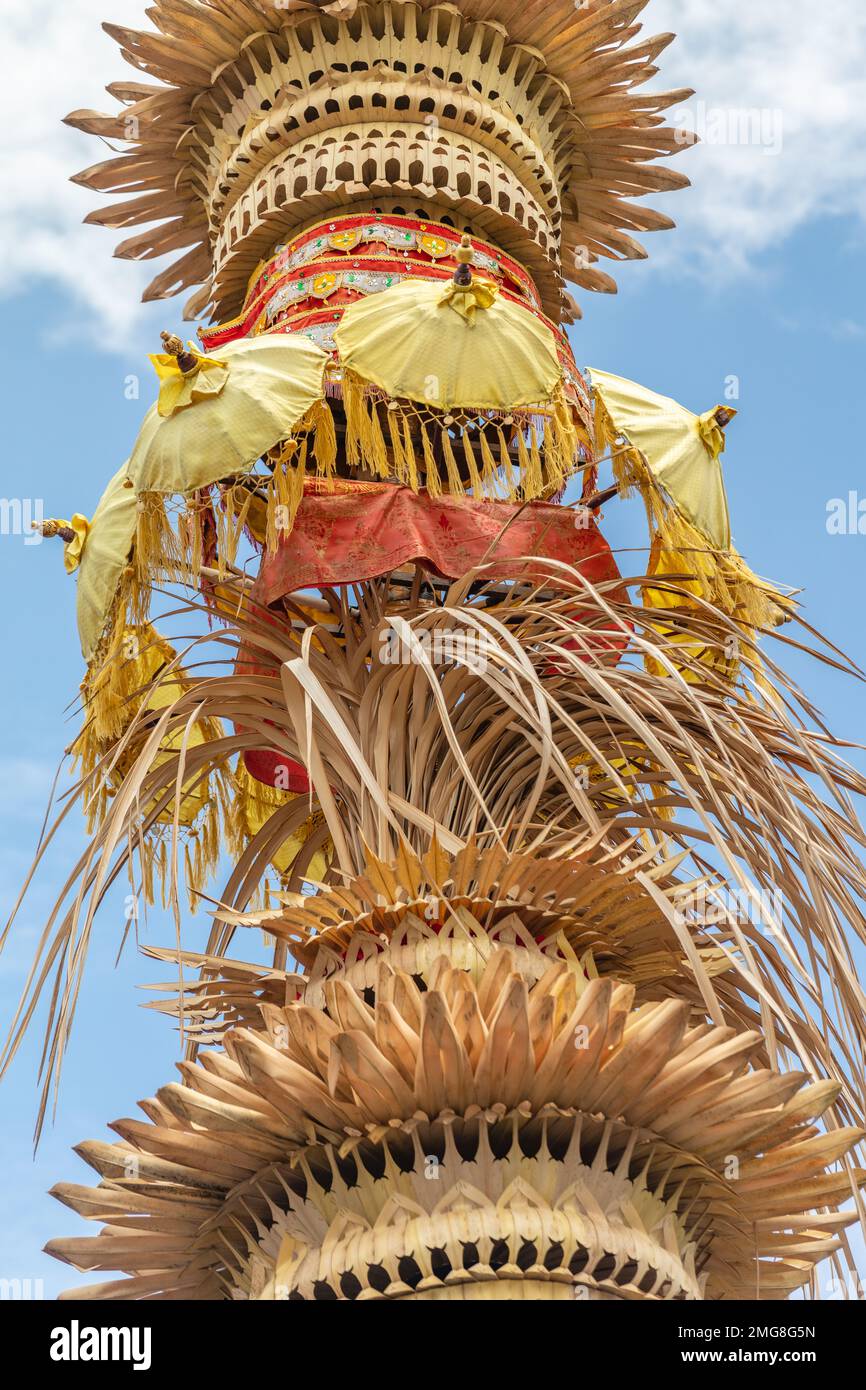 Details of penjor - thatched bamboo poles for Galungan celebration ...