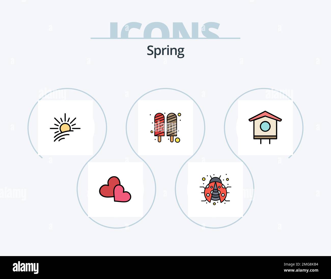 Spring Line Filled Icon Pack 5 Icon Design. spring. bug. leaf. seed ...