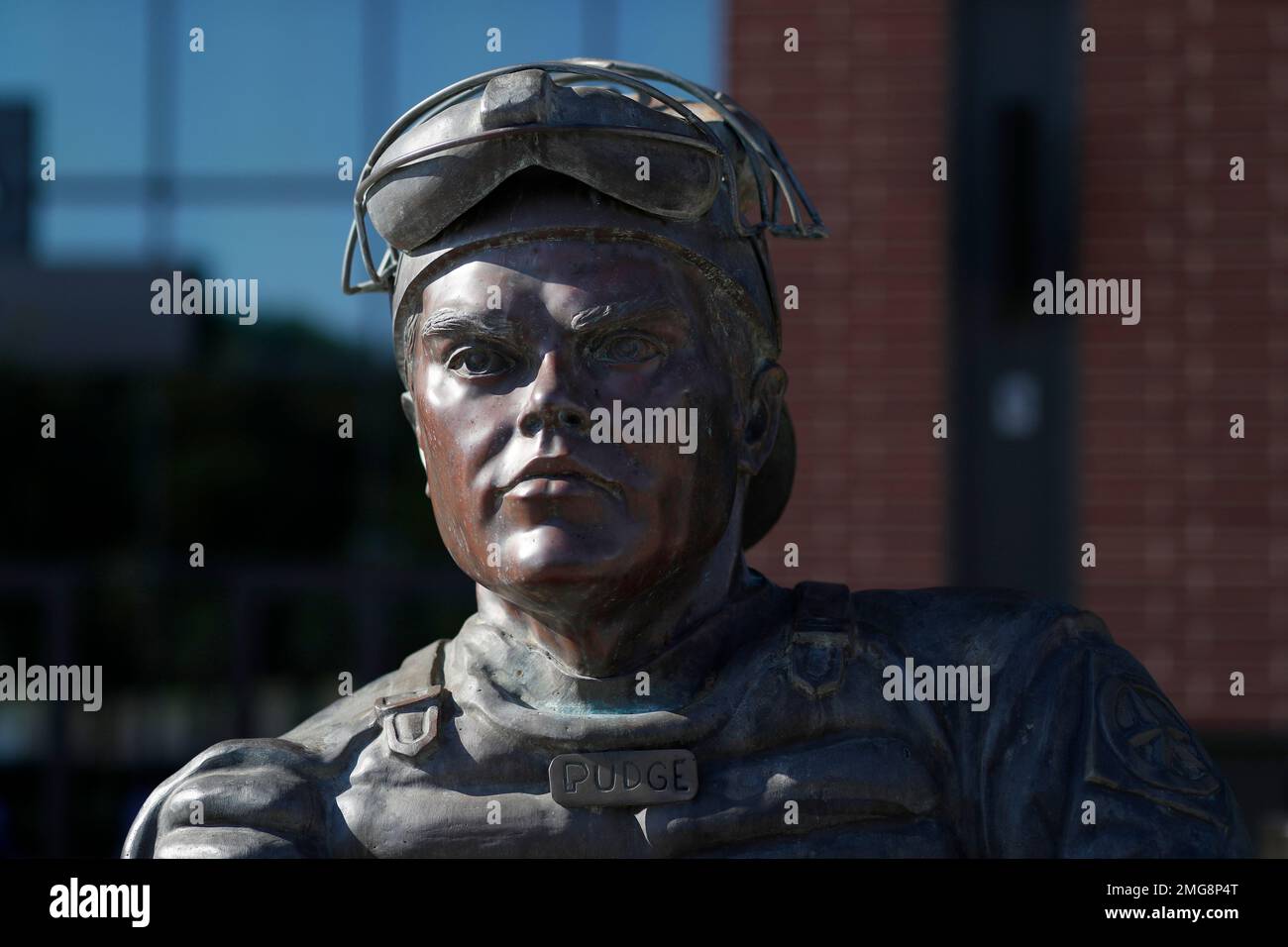 A statue of Texas Rangers Hall of Fame catcher, Ivan "Pudge" Rodriguez ...