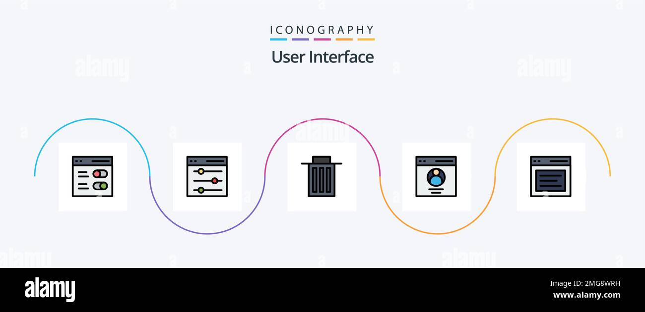 User Interface Line Filled Flat 5 Icon Pack Including interface. communication. user. profile ...