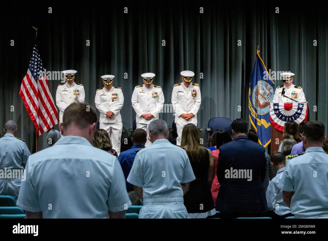Lt. Cmdr. Charles Mallie, a Navy chaplain, delivers the benediction ...