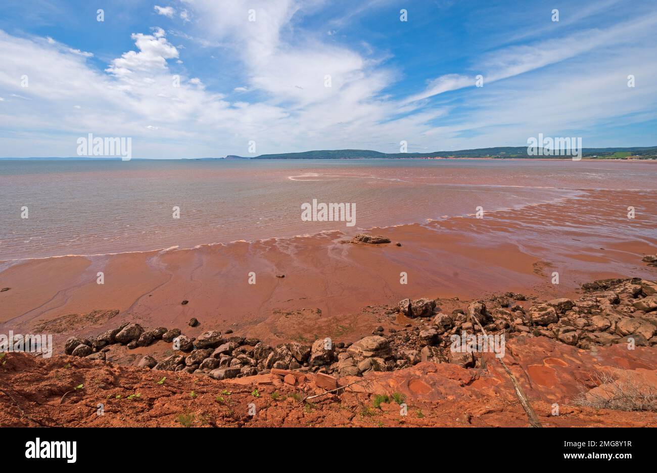 Tidal Bore Coming Inland in the Bay of Fundy in Nova Scotia Stock Photo ...