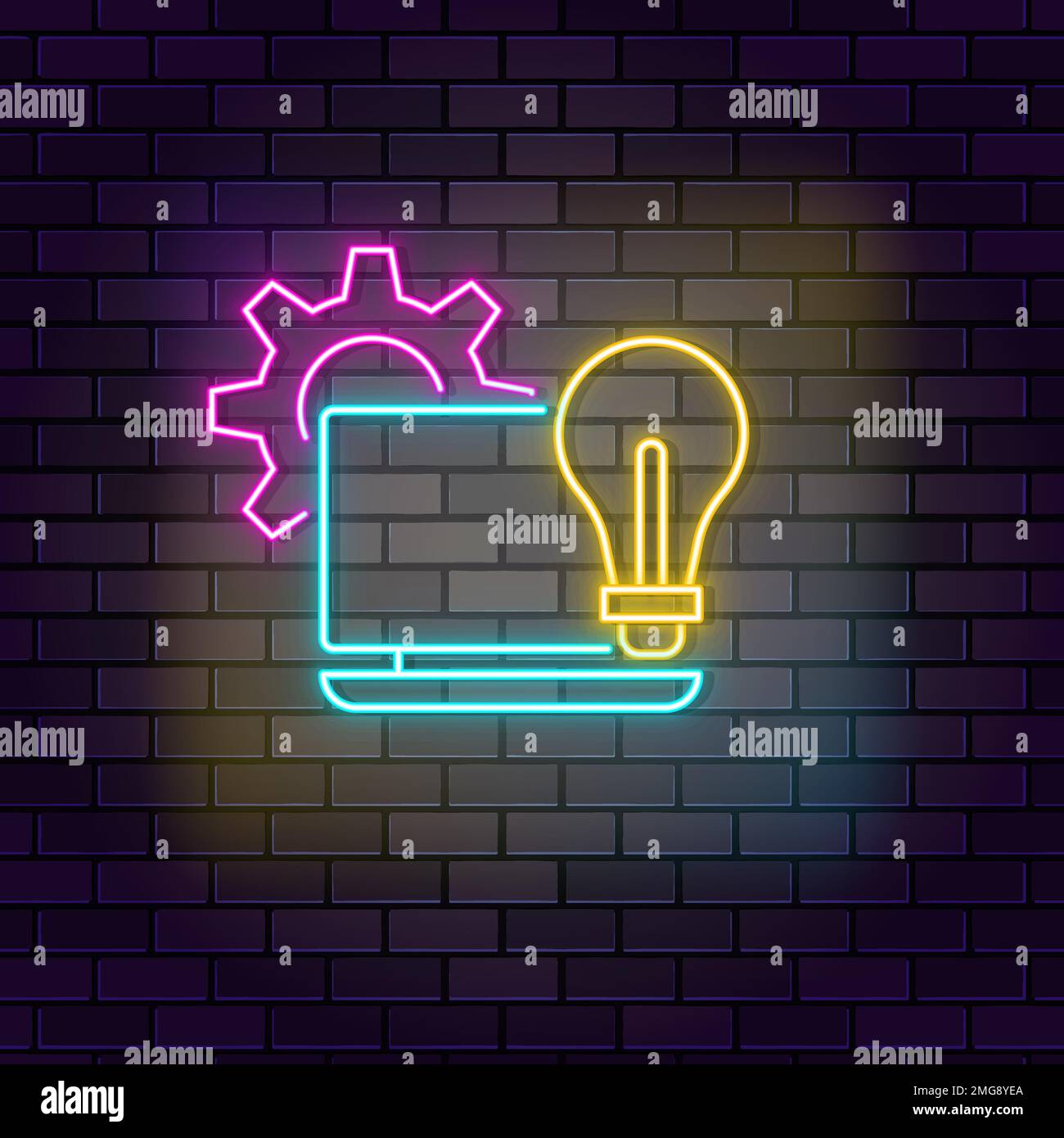 Ai, artificial intelligence, automaton neon vector icon on dark wall ... Ai, artificial intelligence, automaton neon vector icon on dark wall ...
