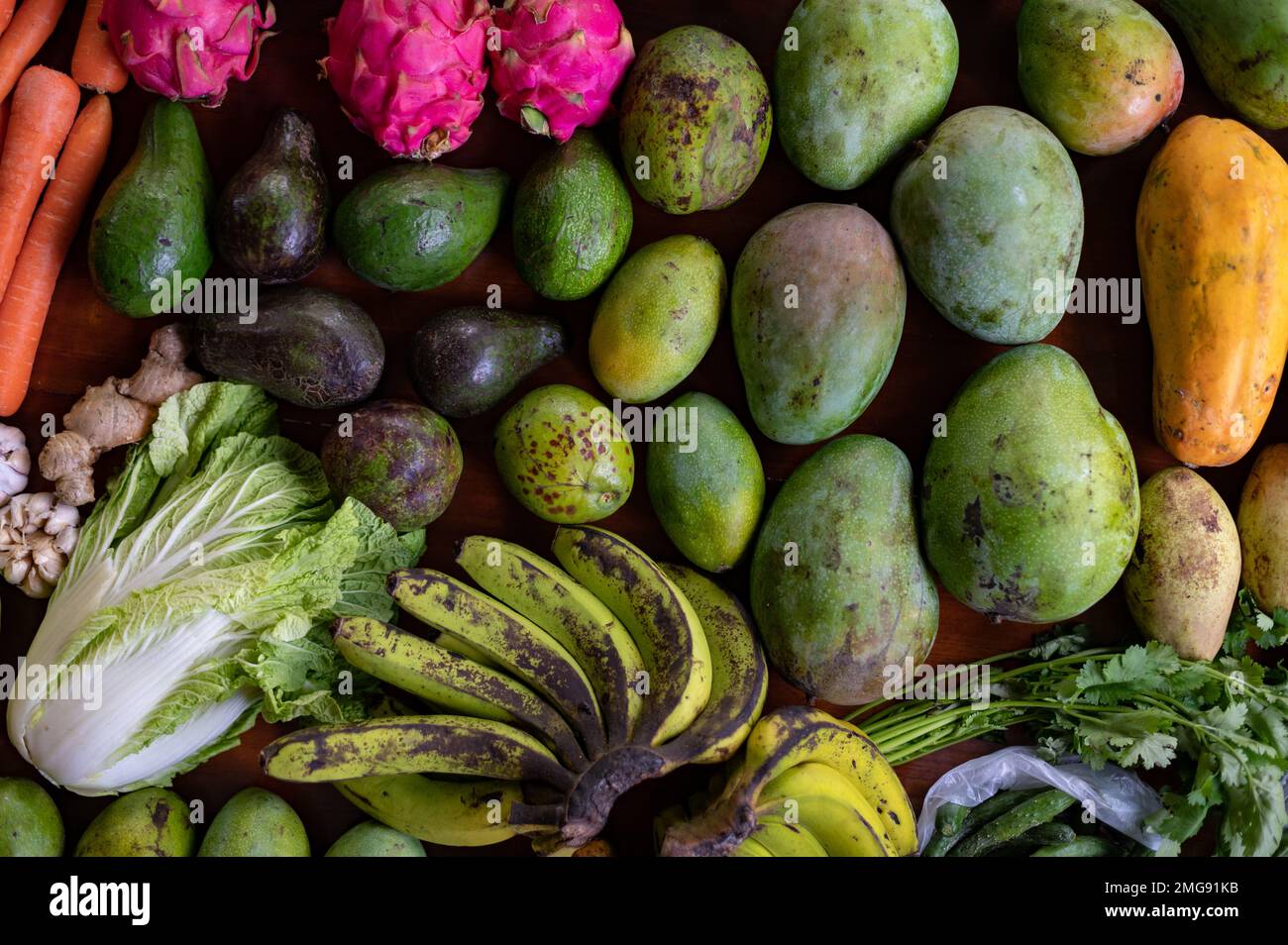 Set of Balinese fruits and vegetables . Flat lay Stock Photo - Alamy