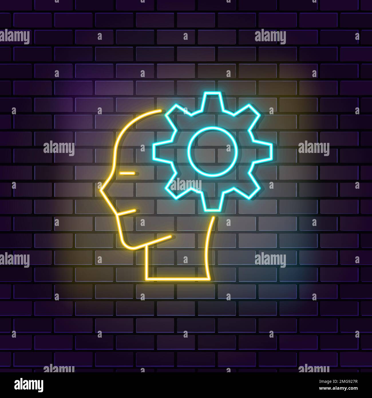 Ai, artificial, configuration neon vector icon on dark wall background ...