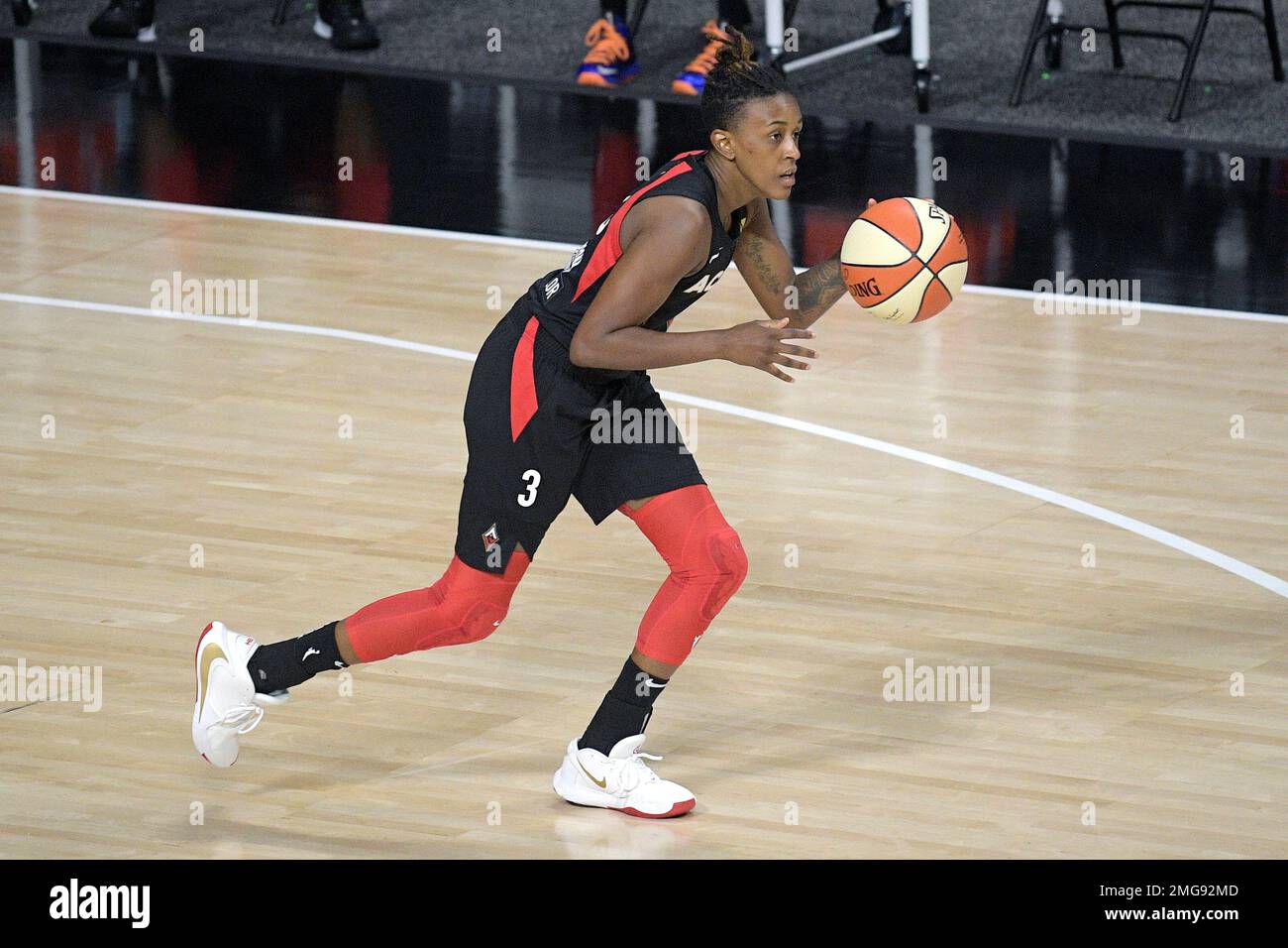 Las Vegas Aces guard Danielle Robinson (3) brings the ball up the court ...