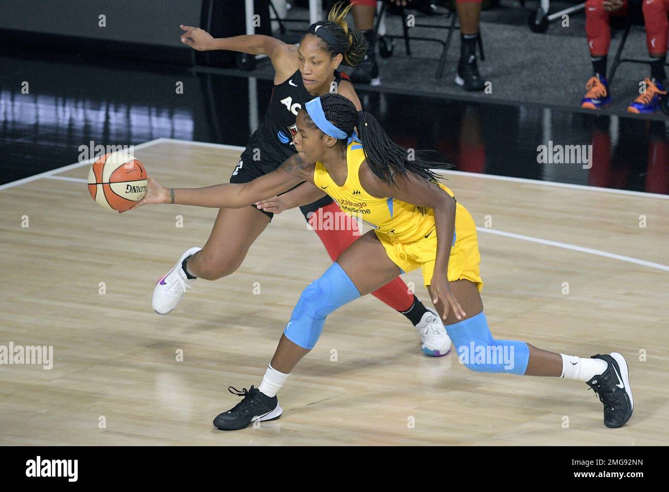 Chicago Sky forward Ruthy Hebard gains control of a ball in front of ...