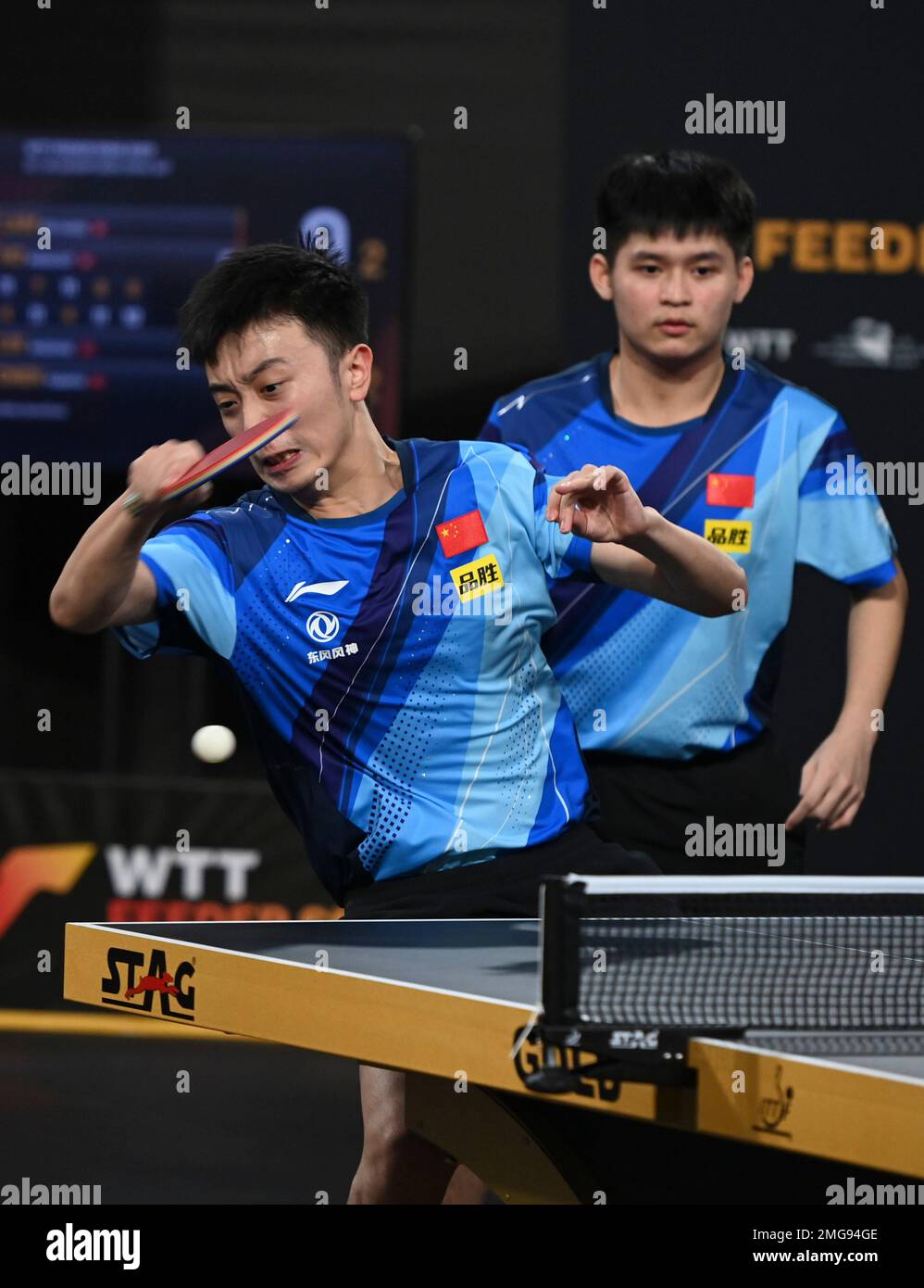 Doha, Qatar. 25th Jan, 2023. Lin Shidong/Chen Yuanyu (L) of China ...