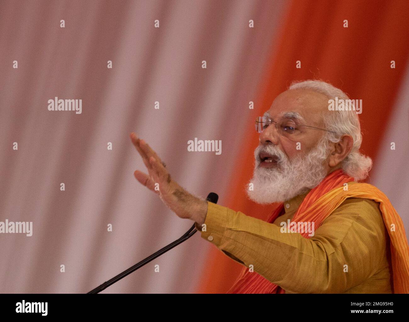 Indian Prime Minister Narendra Modi addresses a gathering during the ...