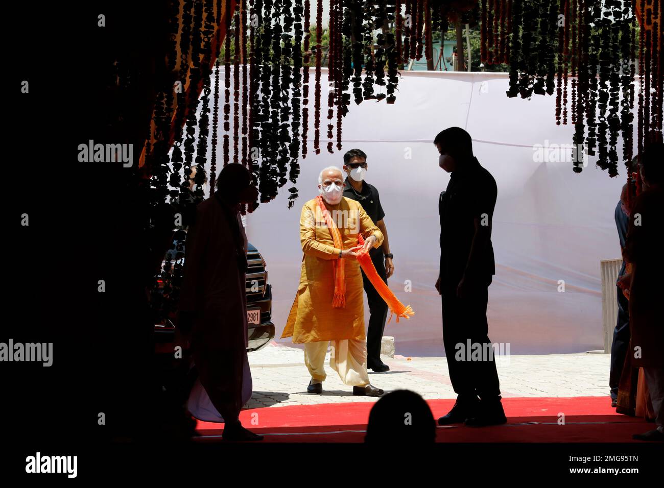 Indian Prime Minister Narendra Modi, center, arrives for the ...