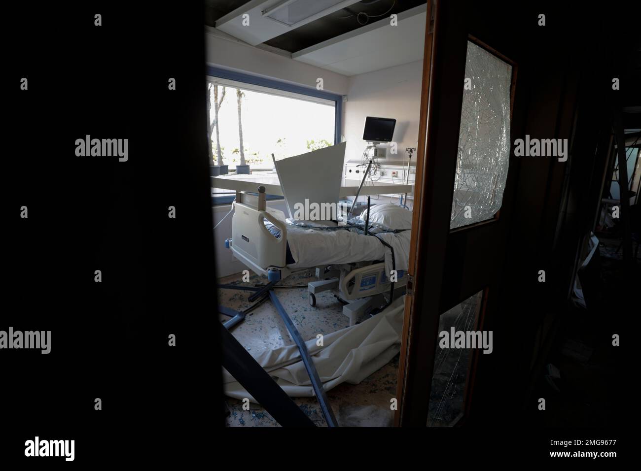 A damaged hospital is seen after a massive explosion in Beirut, Lebanon ...