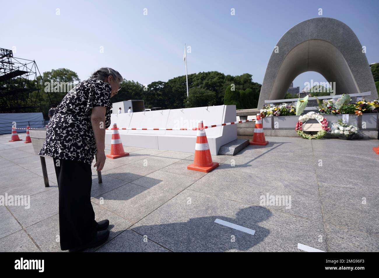 Koko Kondo prays at the cenotaph for the atomic bombing victims near ...