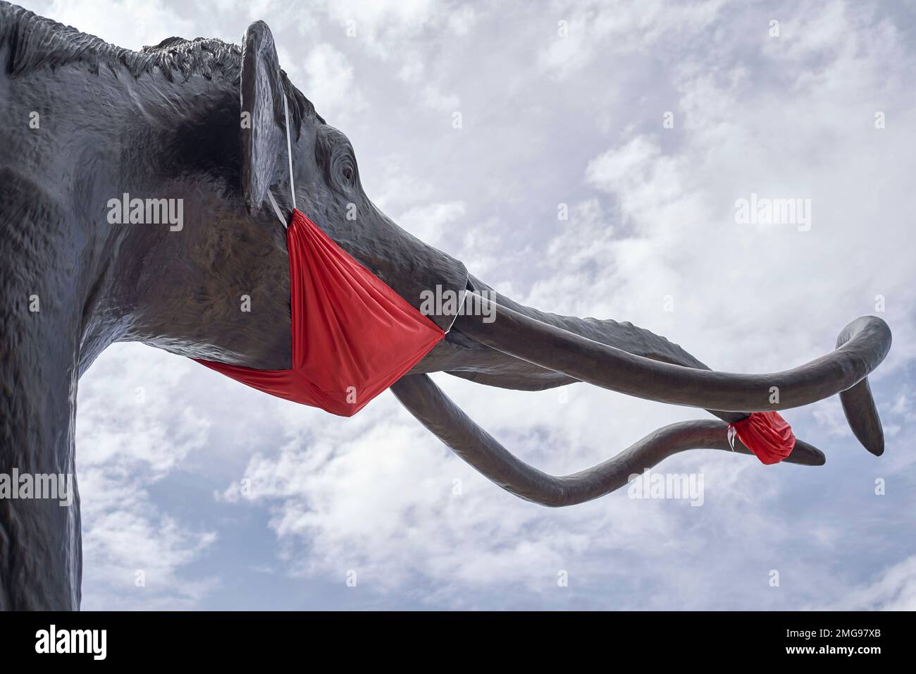 A sculpture of Archie the Mammoth, based on the University of Nebraska ...