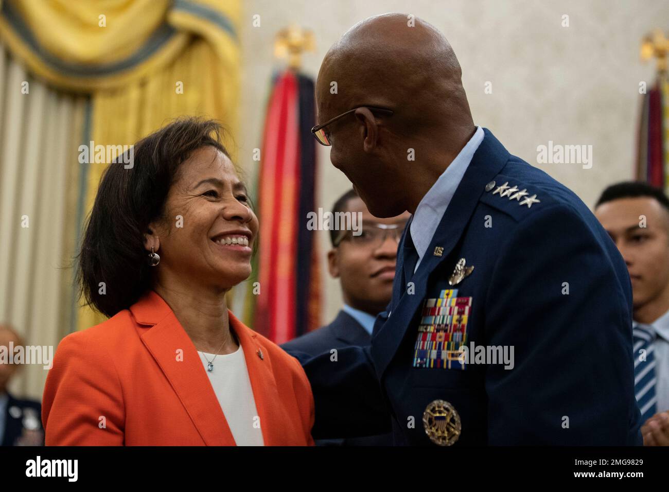 Gen Charles Q Brown Jr Embraces His Wife Sharene Guilford Brown After He Is Sworn Is As