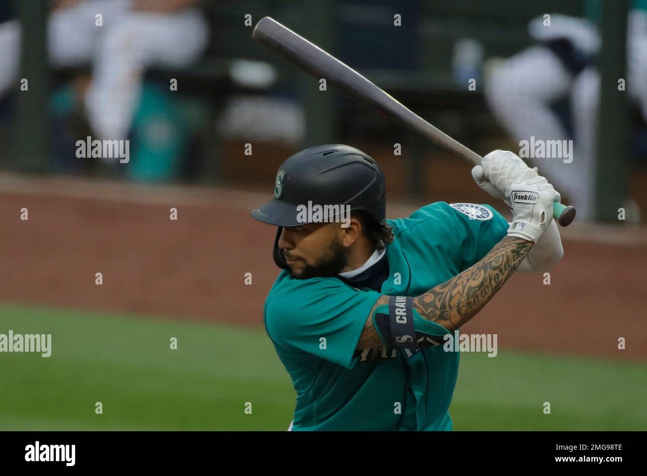 Seattle Mariners' J.P. Crawford in action against the Oakland Athletics ...