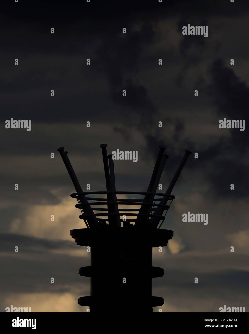 A view of the PNC Power Stacks as clouds gather behind the ballpark ...