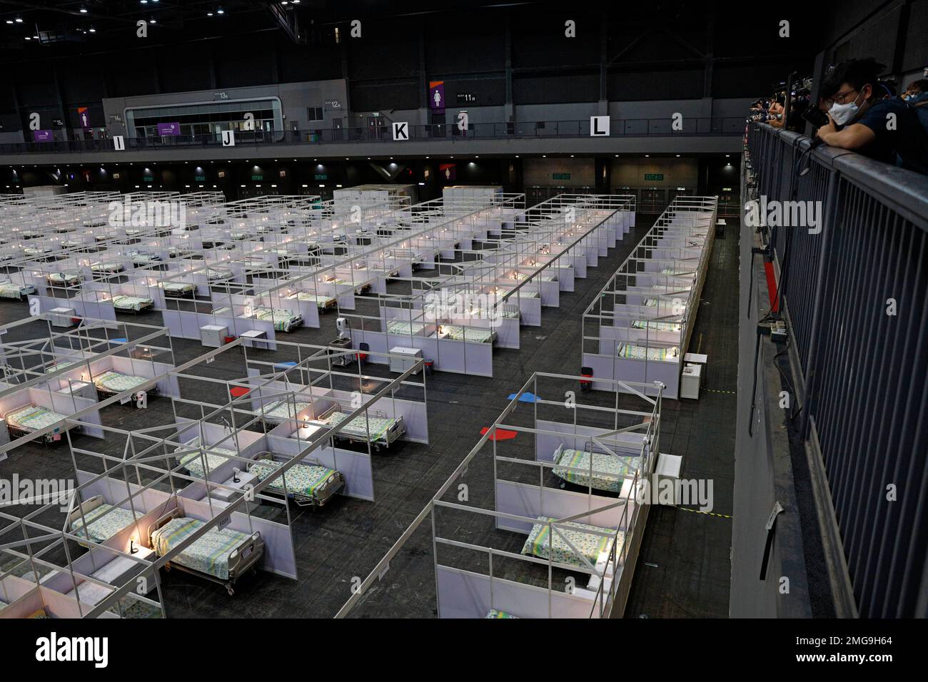 Rows of beds are seen at a temporary field hospital set up at Asia ...