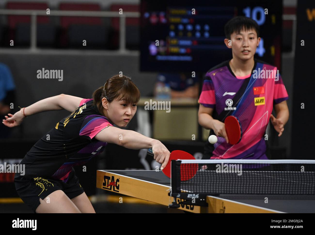 Doha, Qatar. 25th Jan, 2023. Liu Weishan (L)/Fan Siqi of China compete ...