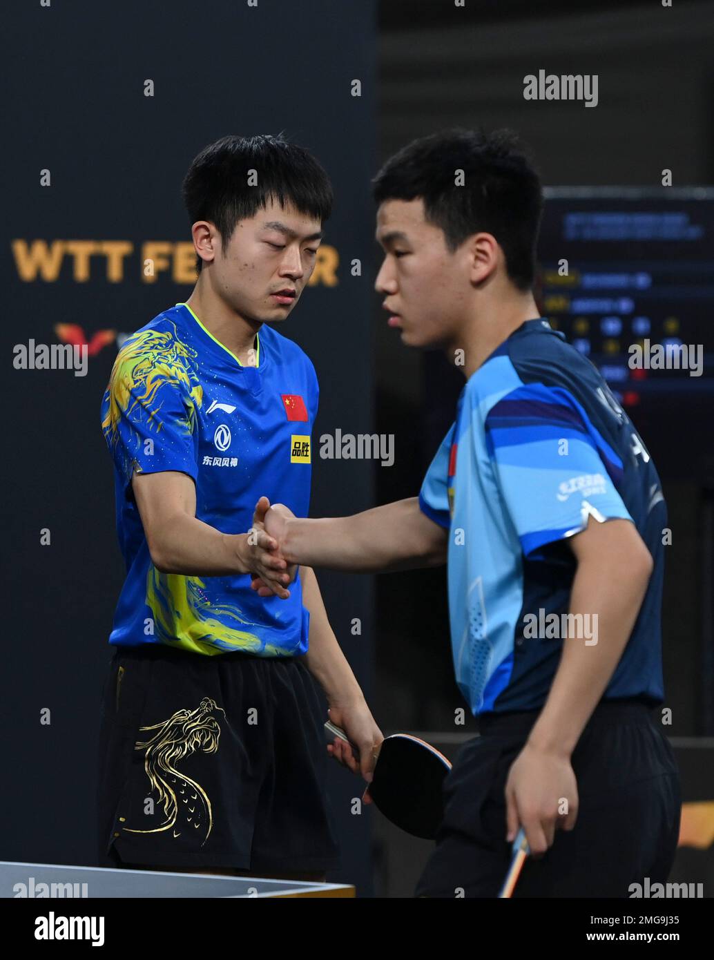 Doha, Qatar. 25th Jan, 2023. Yuan Licen (L)/Xiang Peng of China ...