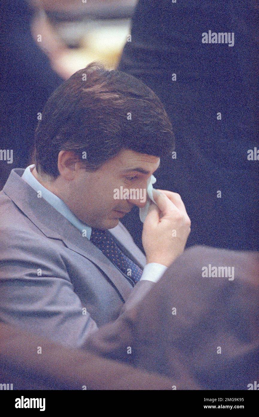Steven Wayne Benson, 34, wipes a tear from his eye during opening ...