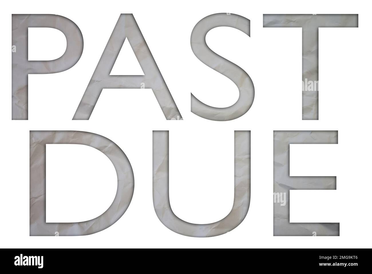Past Due text with Torn, Crumpled White Paper on colored background ...