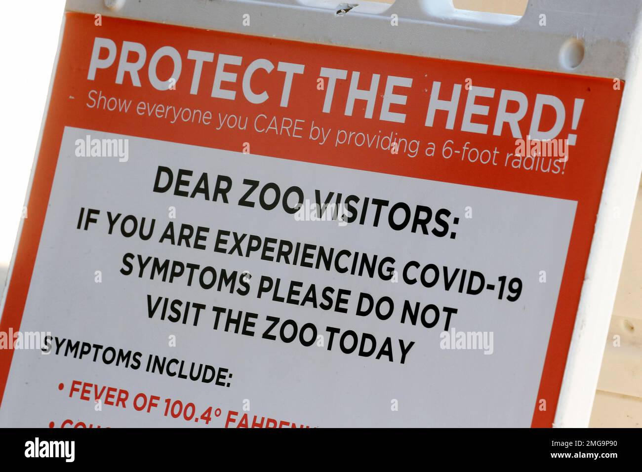 A "protect the herd" sign hangs near the front entrance to Utah's Hogle ...