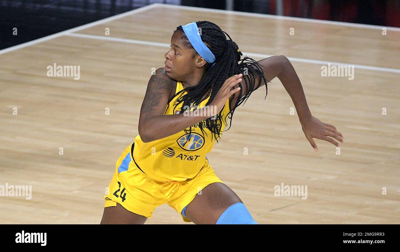 Chicago Sky forward Ruthy Hebard runs up the court during the second ...
