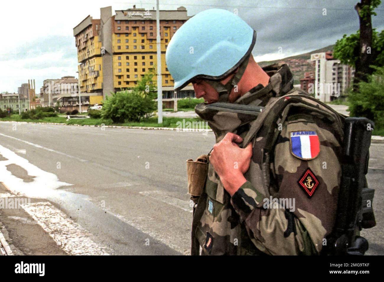 FILE - In this Sunday May 14, 1995 file photo, a French UN peacekeeper ...