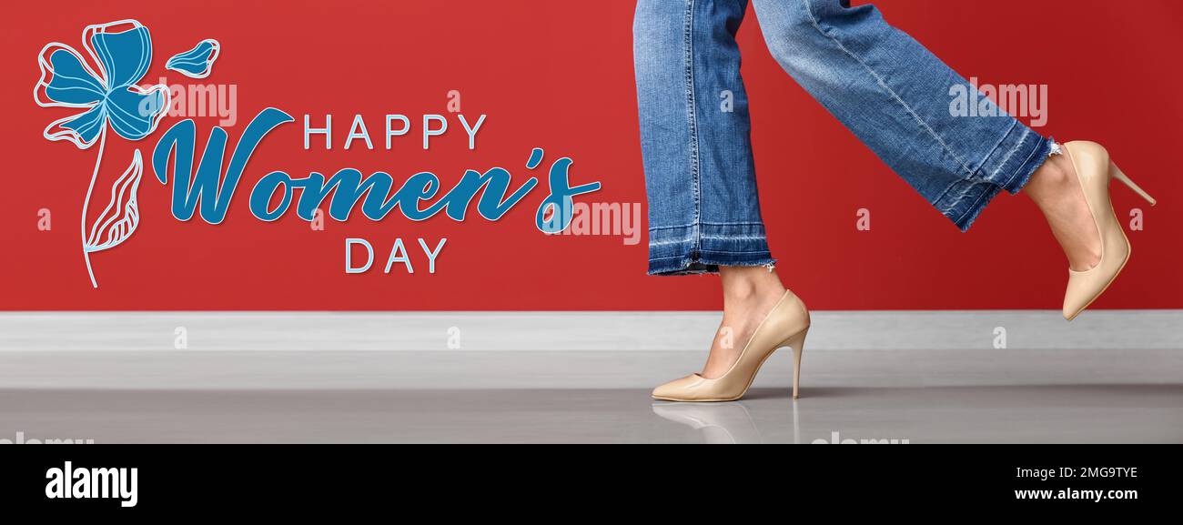 Banner for International Women's Day with beautiful female legs Stock ...