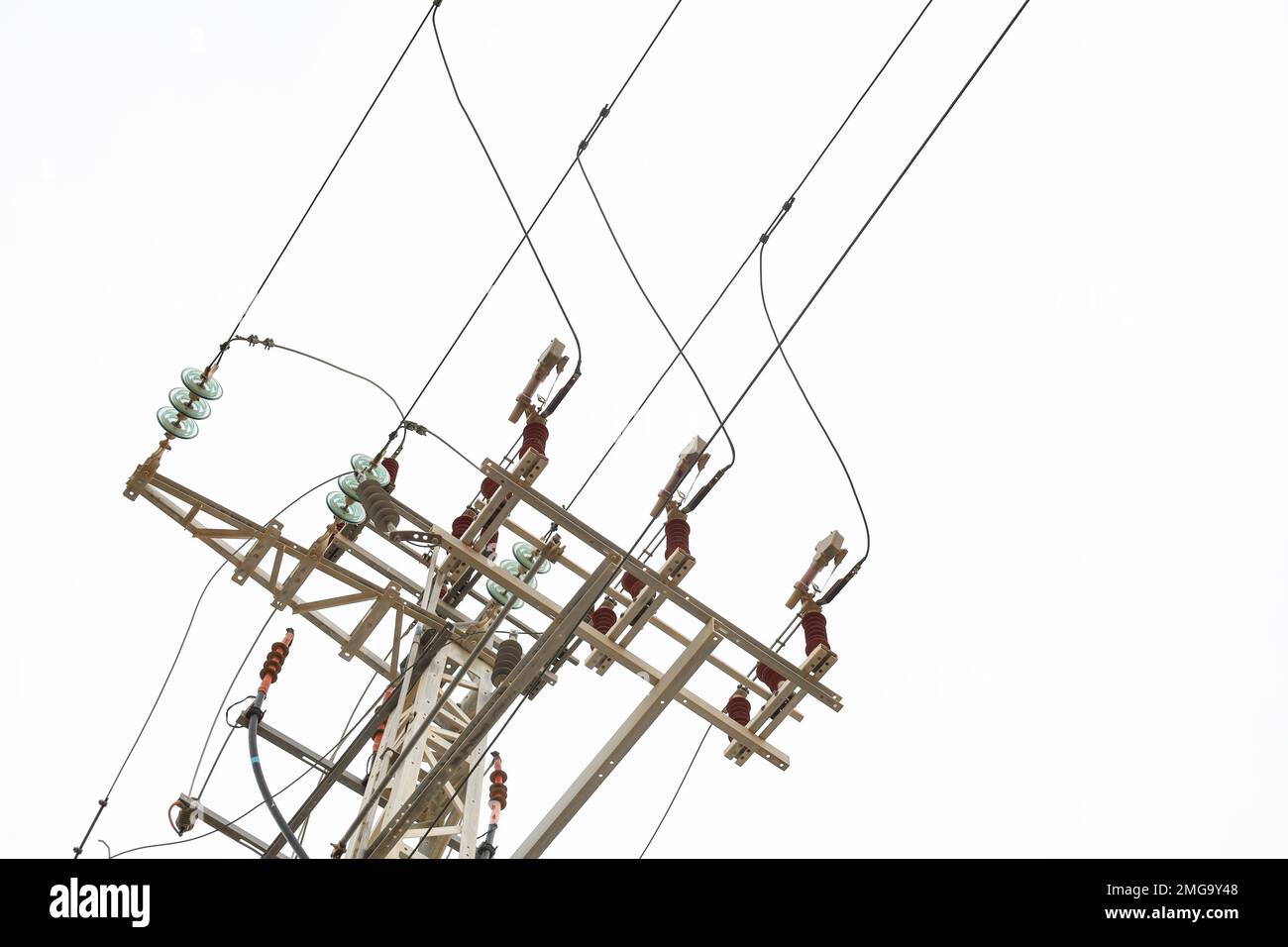 Modern electric pole in city, closeup Stock Photo - Alamy