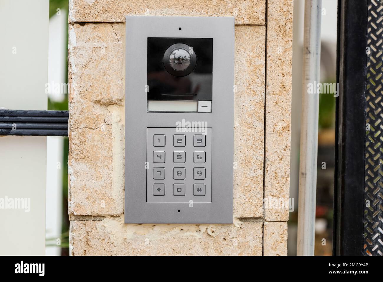 Intercom camera on stone wall hi-res stock photography and images - Alamy