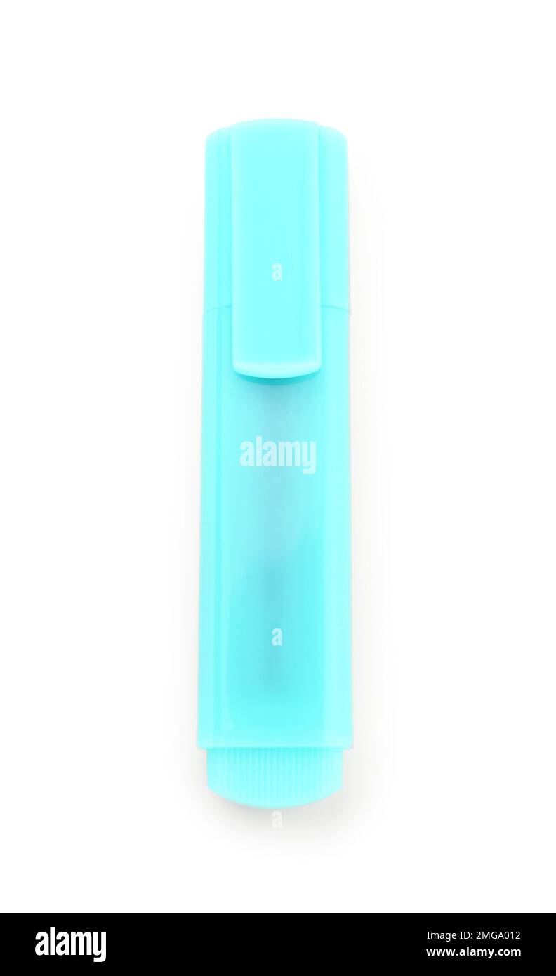 Turquoise marker on white background Stock Photo - Alamy