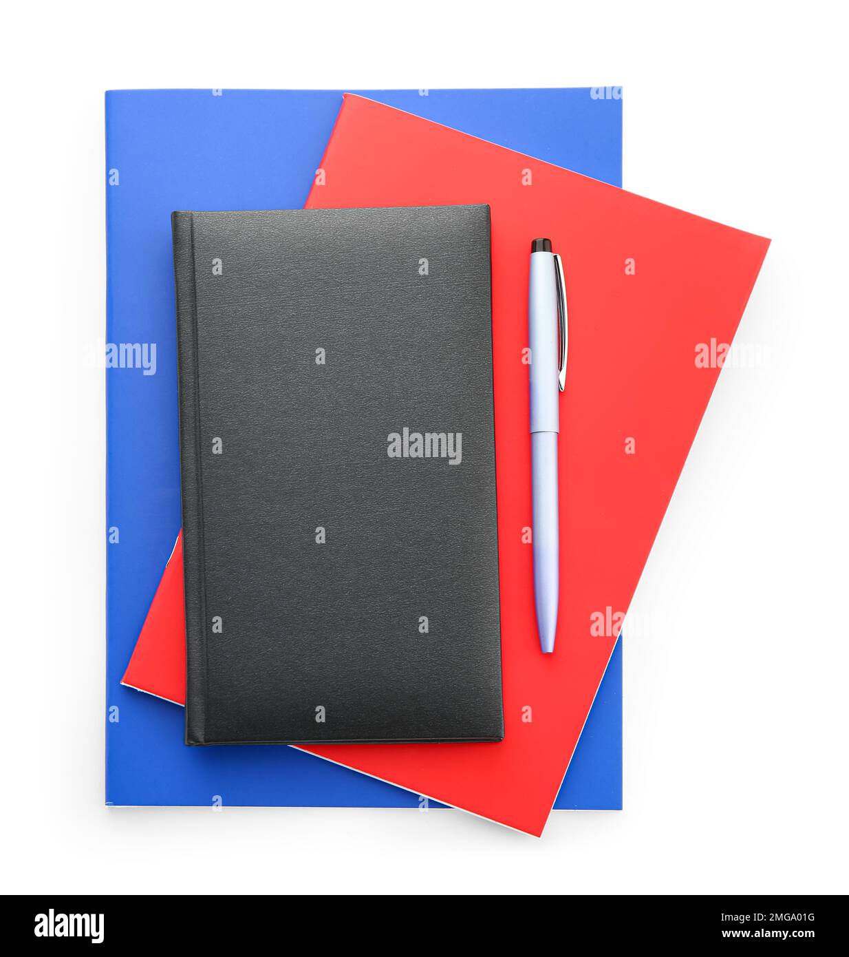 Pen notebooks color background Cut Out Stock Images & Pictures - Alamy