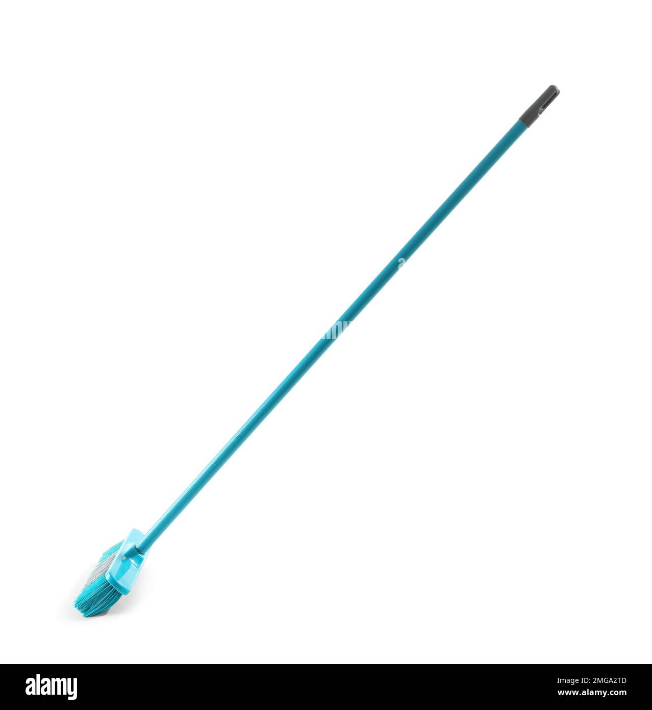Blue broom for cleaning on white background Stock Photo - Alamy