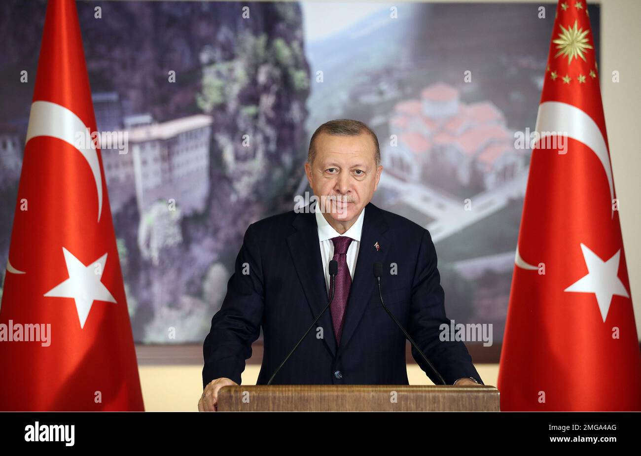 Turkey's President Recep Tayyip Erdogan speaks in Istanbul, Tuesday ...