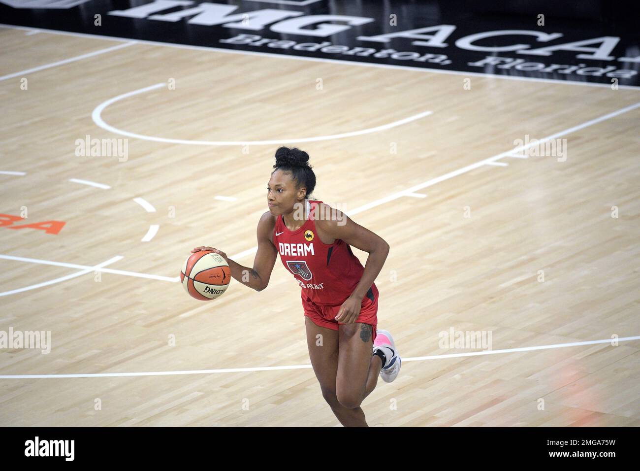 Atlanta Dream guard Betnijah Laney brings a ball up the court during ...