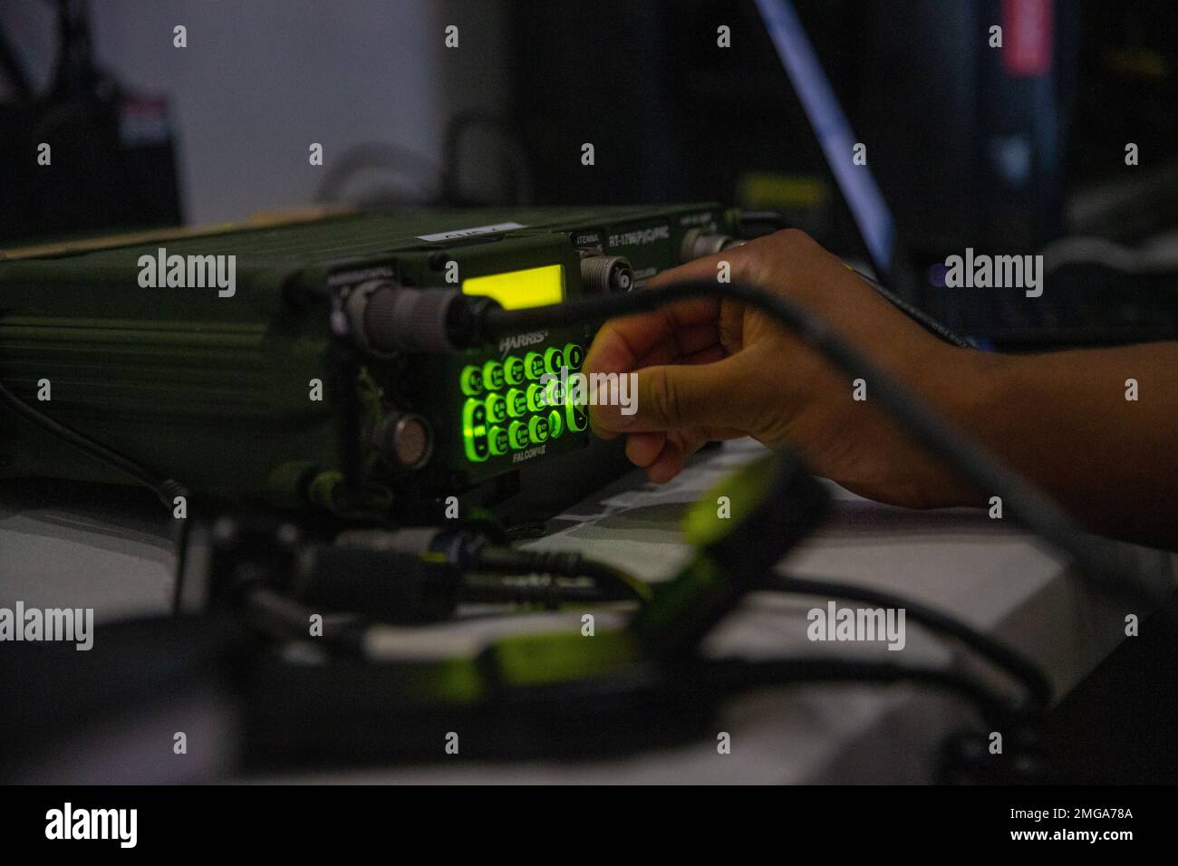 U.S. Marine Corps Cpl. Coty Cruz, a transmissions systems operator with ...