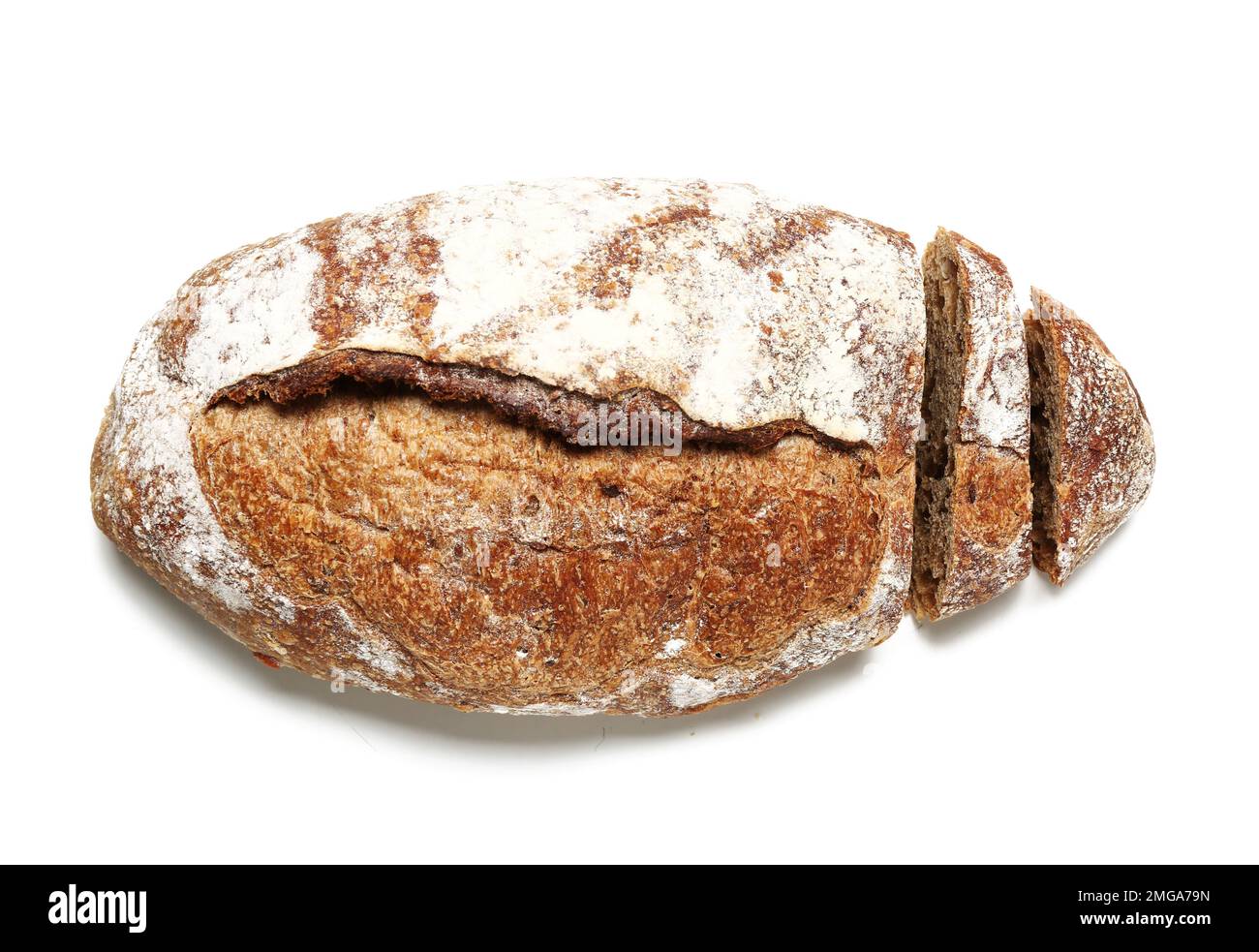 Loaf of sliced rye bread isolated on white background Stock Photo - Alamy