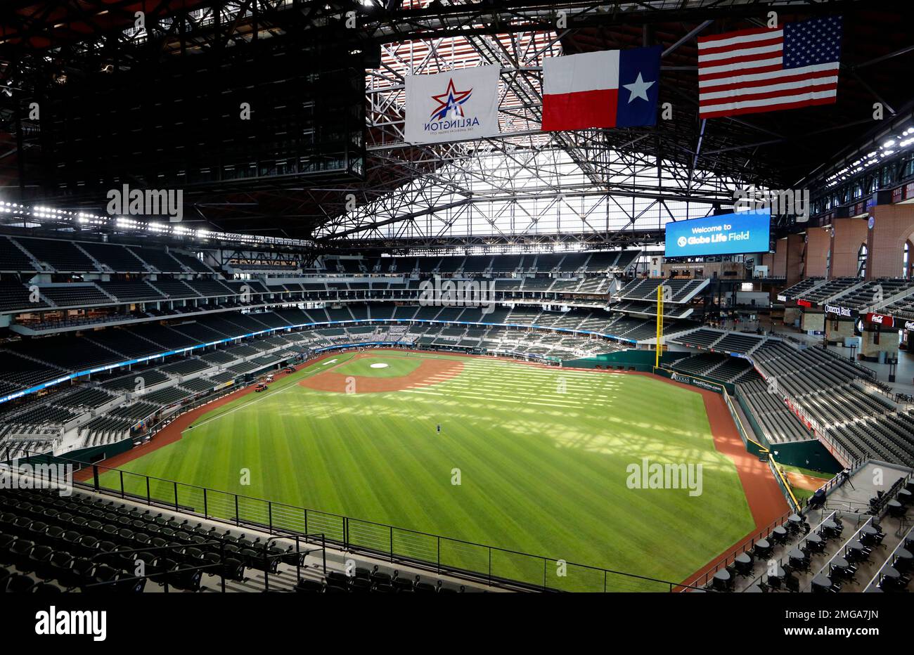 In this photo made Thursday, July 23, 2020, an upper deck view of the ...