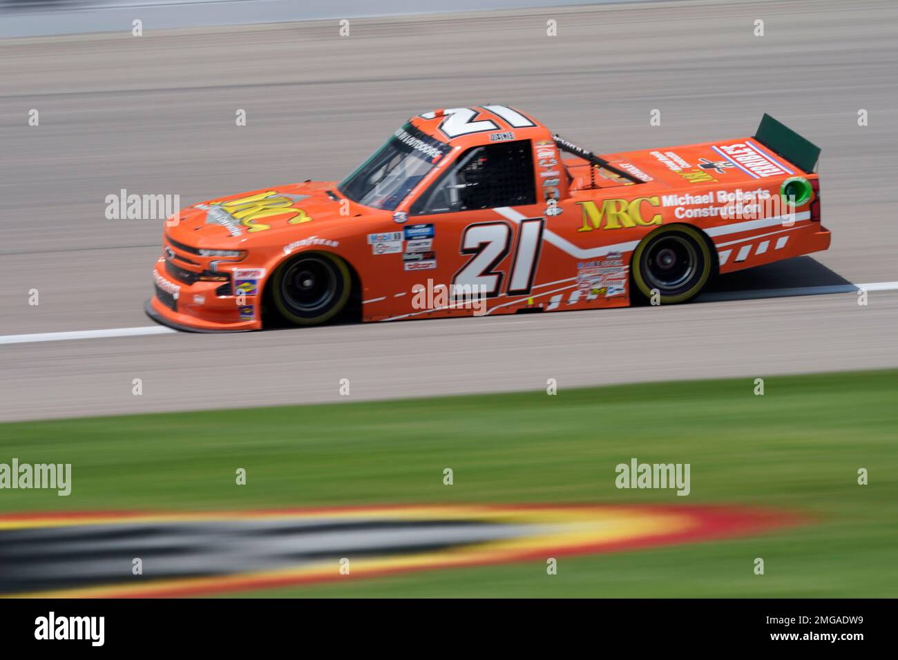 Zane Smith (21) drives a lap during a NASCAR Truck Series auto race at ...