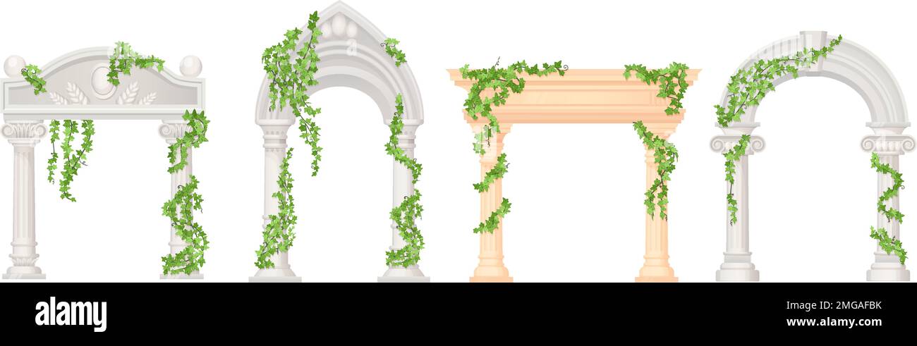 Ivy arches. Historic gardens arc with marble pillar, wedding gate old ...