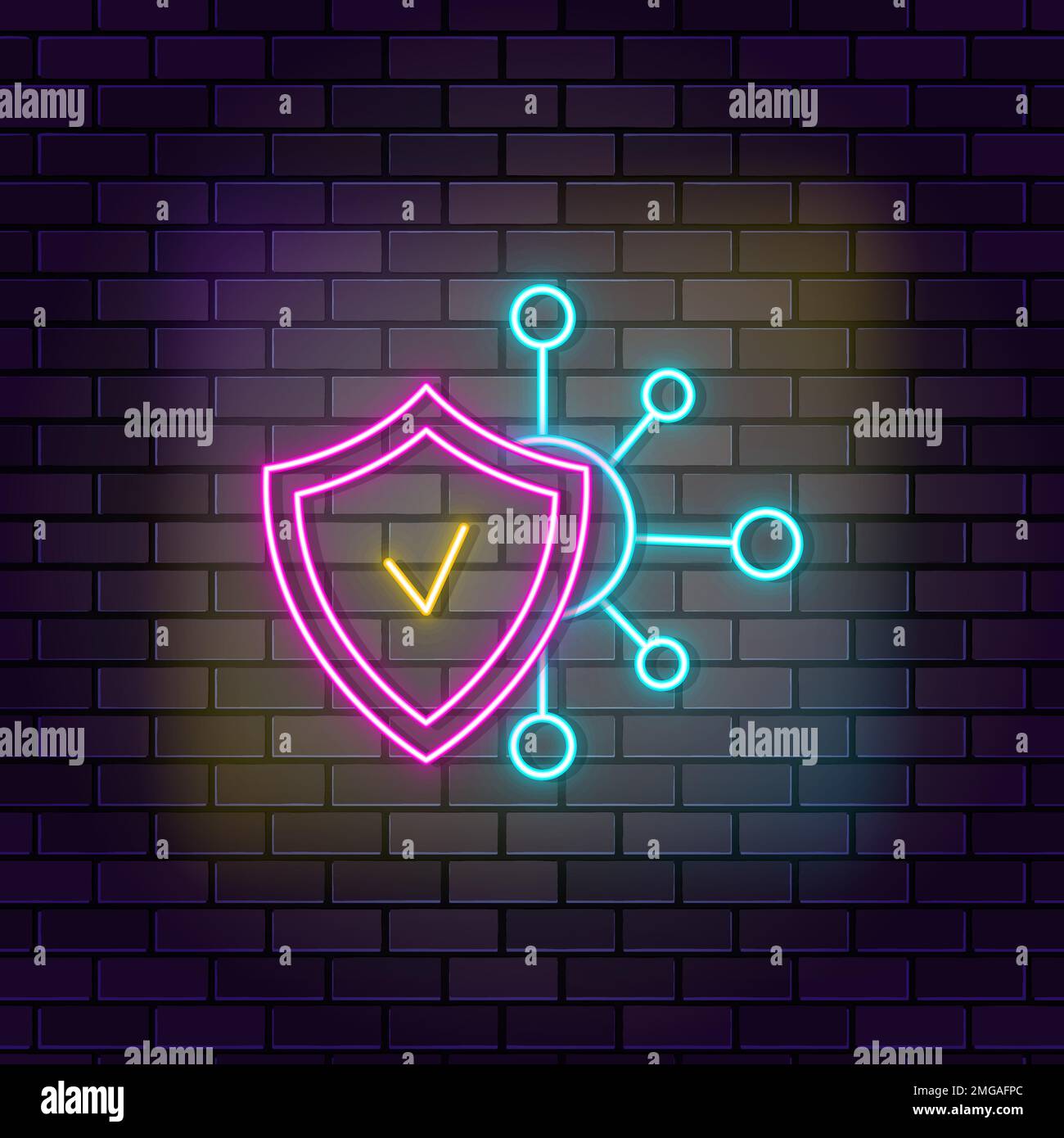 Bacteria, bug, corona neon vector icon on dark wall background. Neon ...