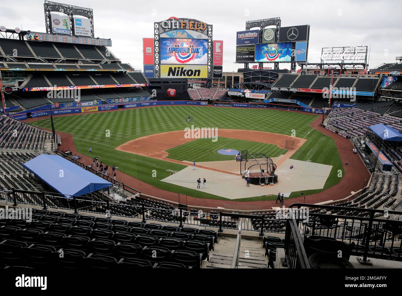 A mostly empty stadium is seen before the Opening Day baseball game ...