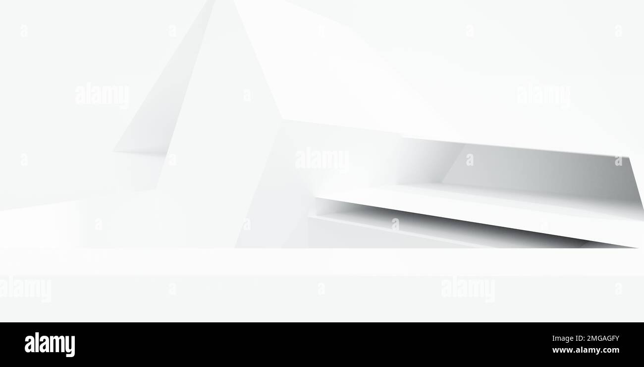 3d rendering of white abstract geometric background. Scene for ...