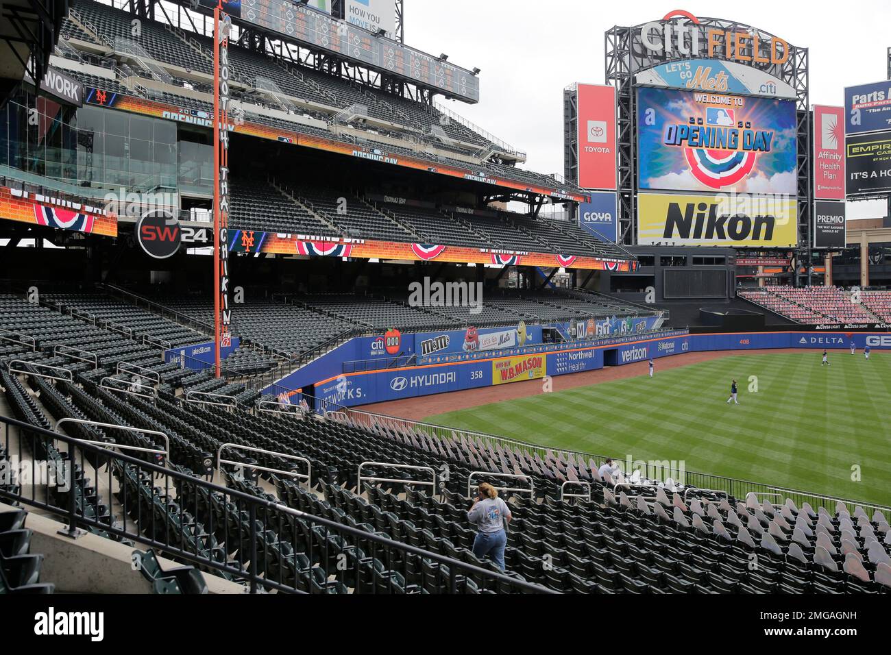 A mostly empty stadium is seen before the Opening Day baseball game ...
