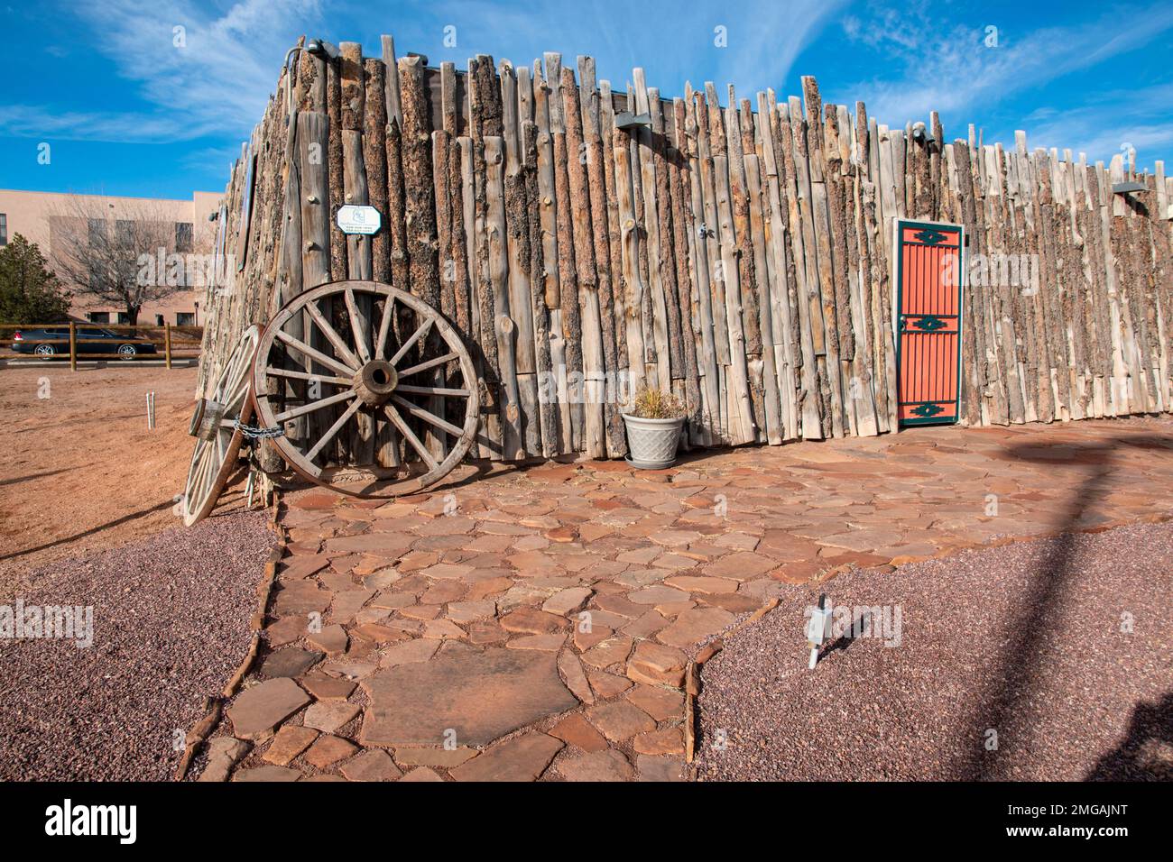 This educational tour of traditional Navajo structures is on display in Kayenta, AZ in the ...